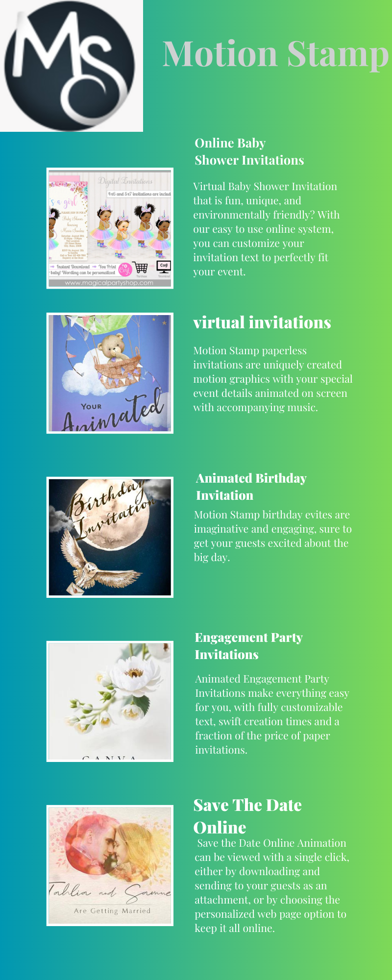 Unicorn Birthday Invitation - Motion Stamp - Medium