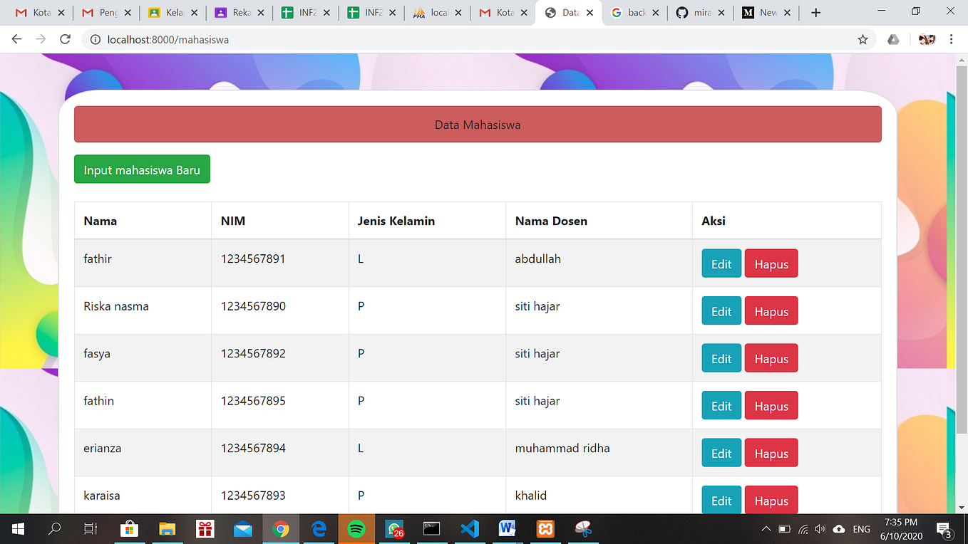 Belajar cara CRUD sederhana menggunakan php yang terhubung dengan MySQL ...