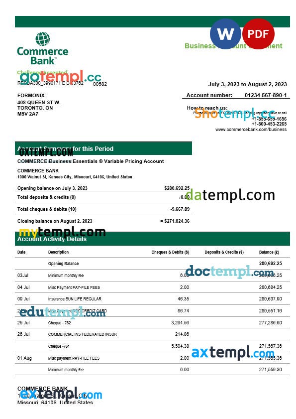 Banco del Estado de Chille organization statement Word and PDF template ...