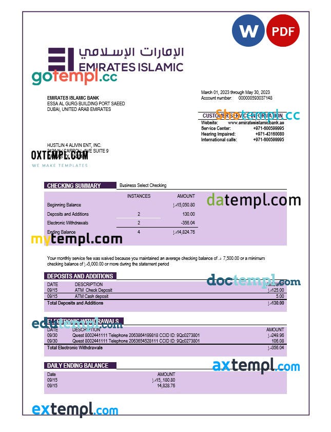 Equity Bank firm account statement Word and PDF template download template | by Intempli | Mar ...