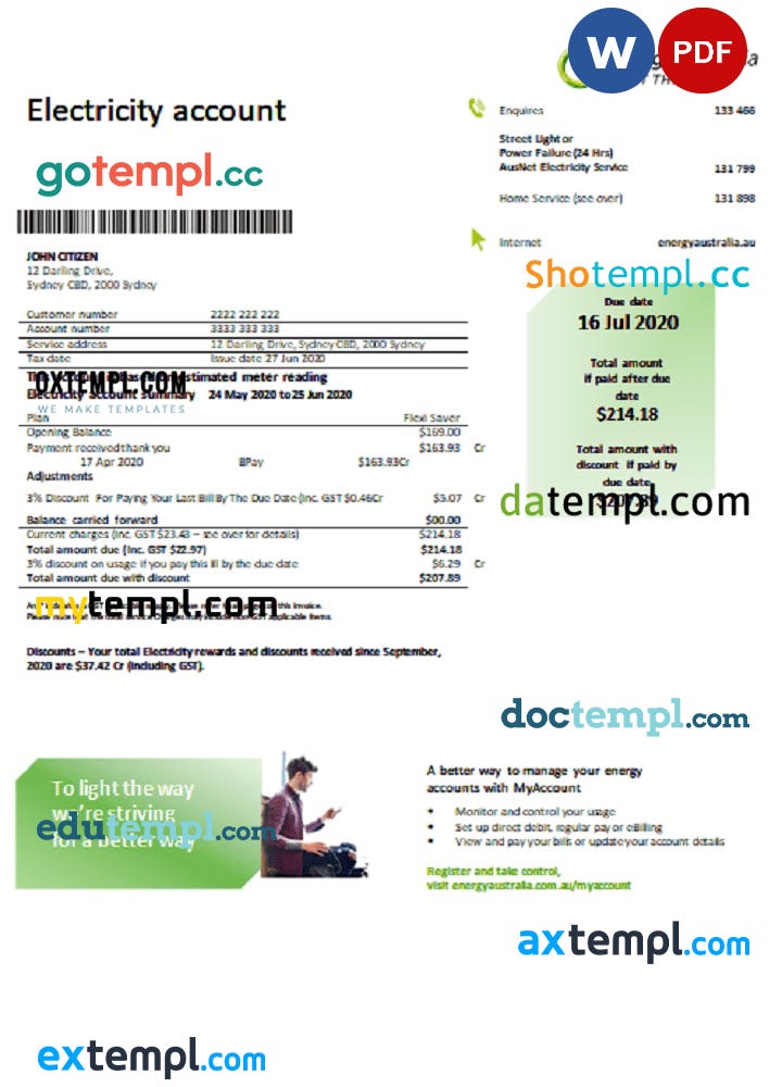 Algeria AEC Algerian Energy Company utility bill, PDF and Word download ...