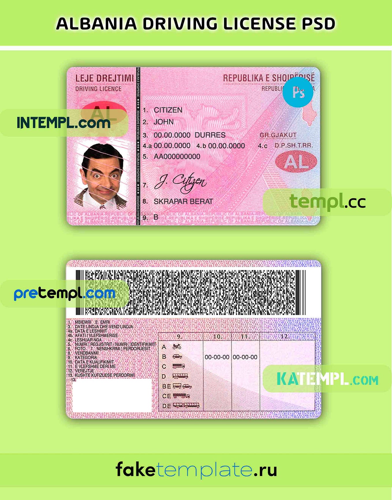 Angola driving license PSD download template | by Intempl driving ...