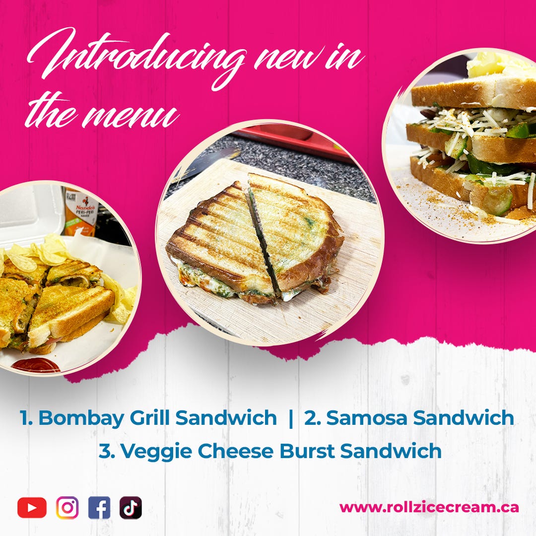 Rollz Ice Cream Has Introduced Sandwiches in Canada- New in The Menu ...