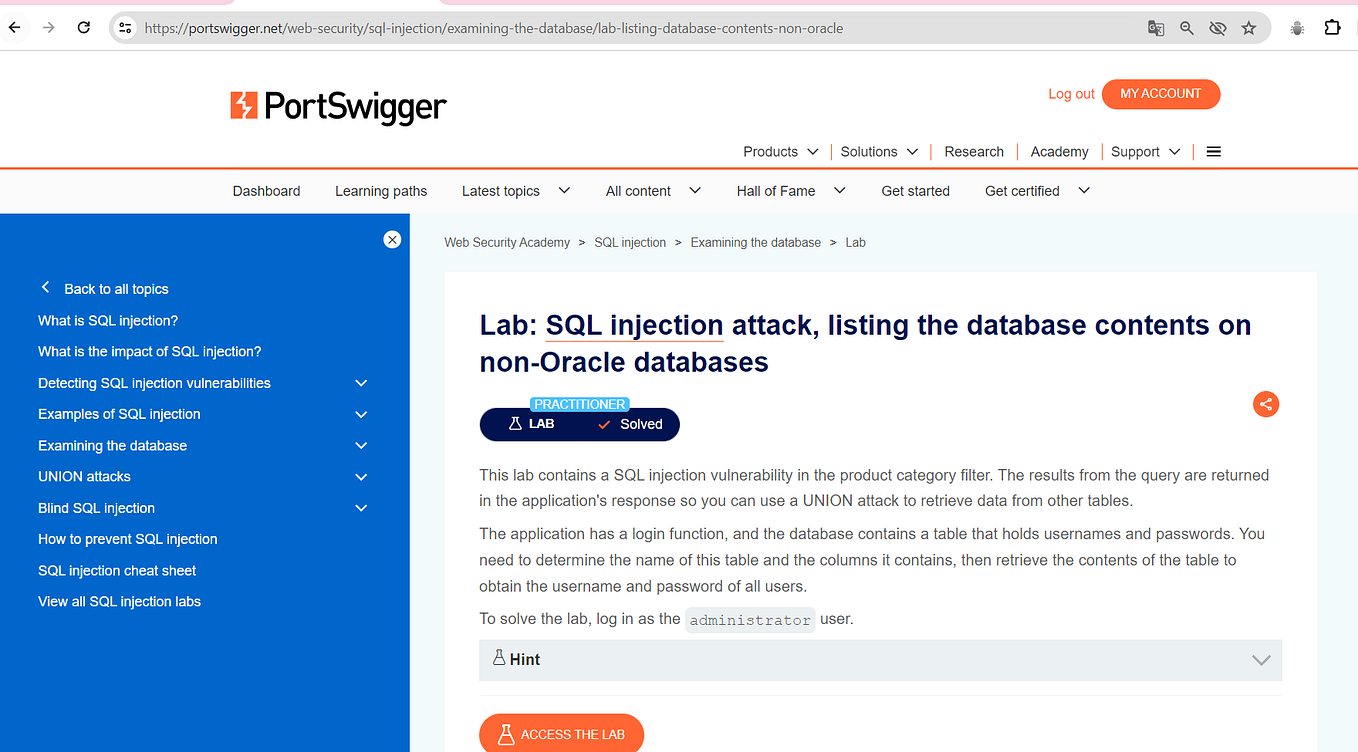 PortSwigger SQL Injection Labs Walkthrough - Learning Web-Sec - Day 3 | by Nimish Dudhe ...