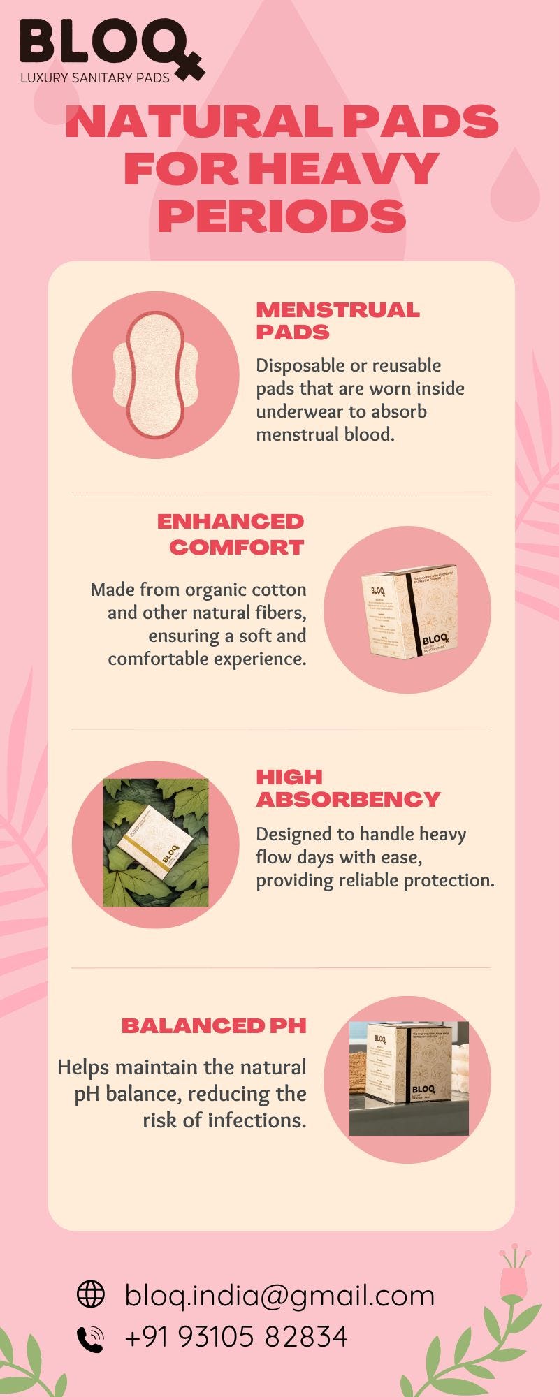 Natural Pads For Heavy Periods | Bloq Care - Bloq Care - Medium