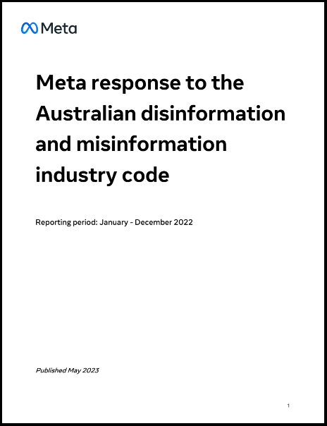 Meta’s annual transparency report on Australia’s disinformation and ...