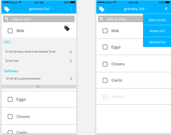 Wireframe Prototype: Grocery List App | by Joy Jean | Medium