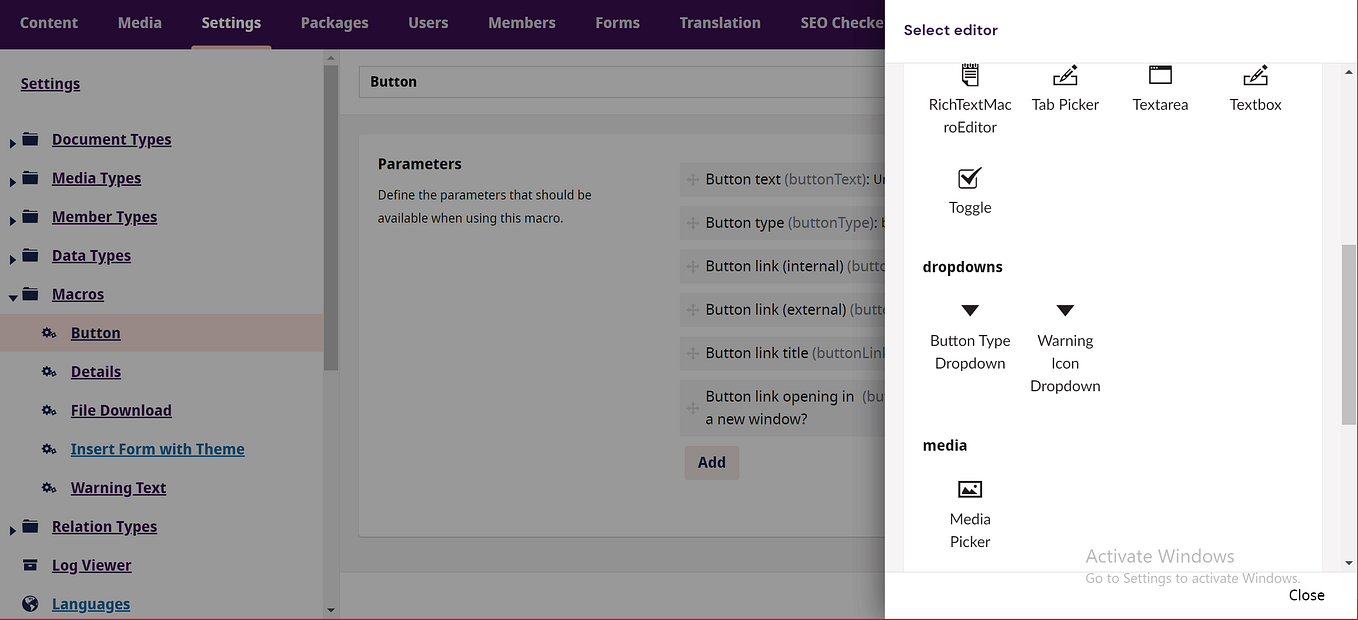How to add a rich text editor (RTE) to an Umbraco macro? | by Catia Costa | WMCA Digital and ...