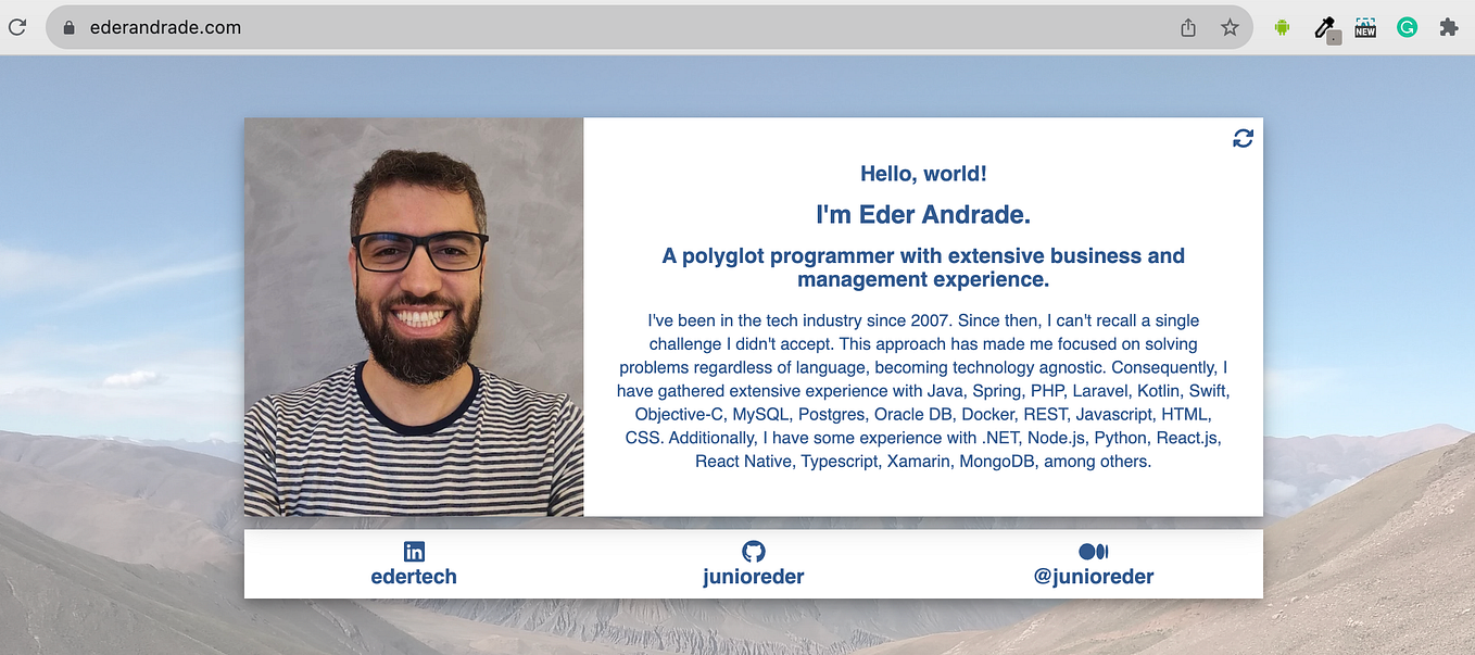 My Personal Web Page — Part Three | by Eder Andrade | Medium