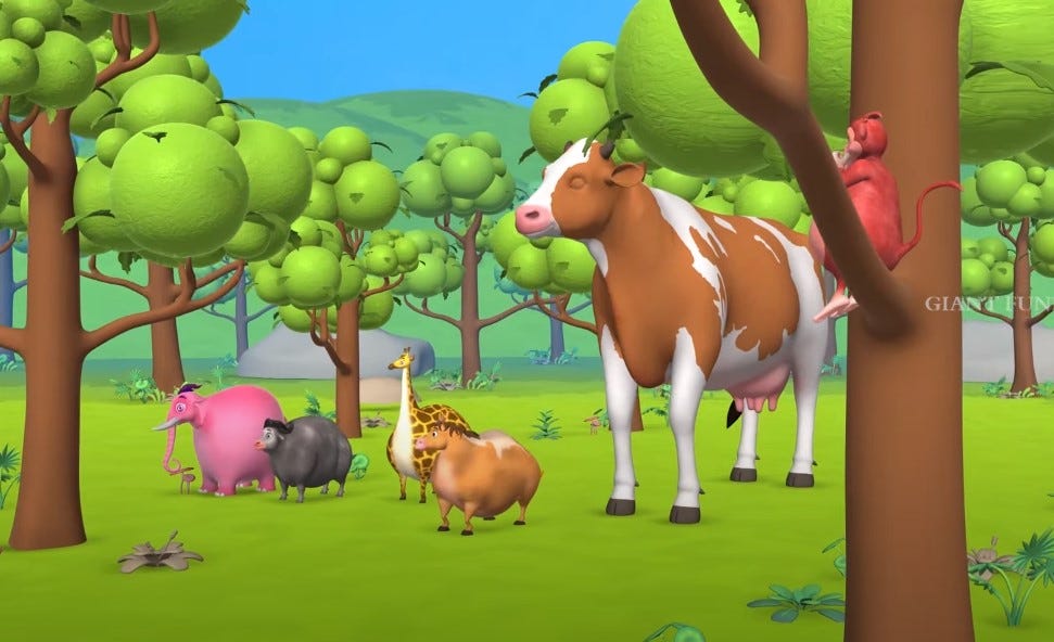 Giant Cow Train Diorama: Magical Giant Cow Help Animals | Giant Animals ...