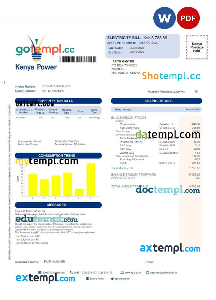 Ireland Virgin media utility bill, PDF and Word download template version 1 | by Intemplintempl ...