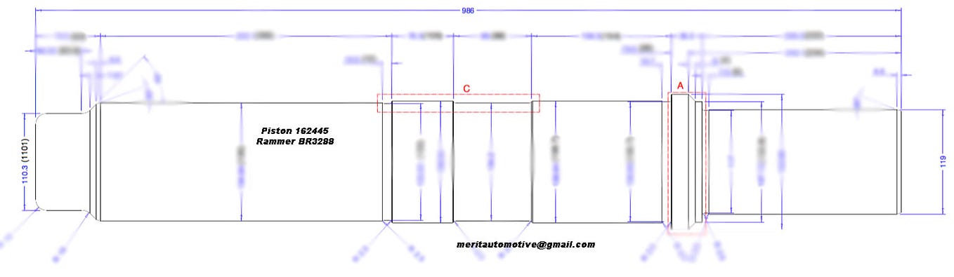 Piston 162445 Rammer Sandvik Rock Breaker Side Buffer 155438 Top Buffer ...