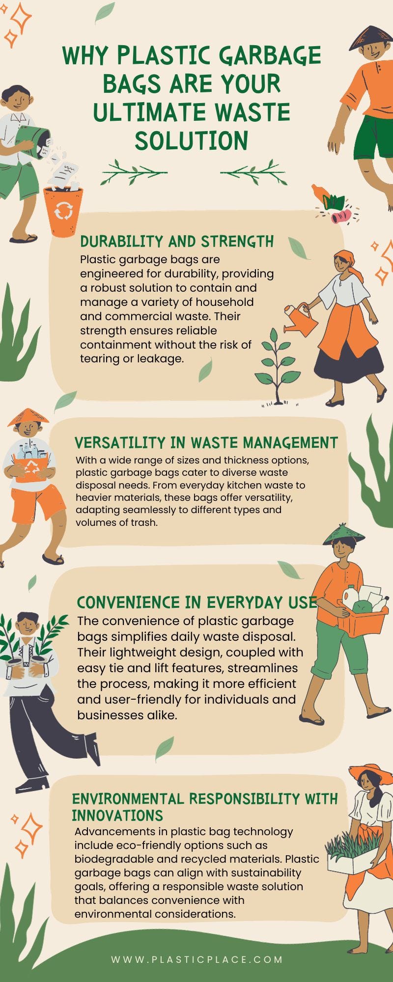 Clear Plastic Garbage Bags - Plastic Place - Medium