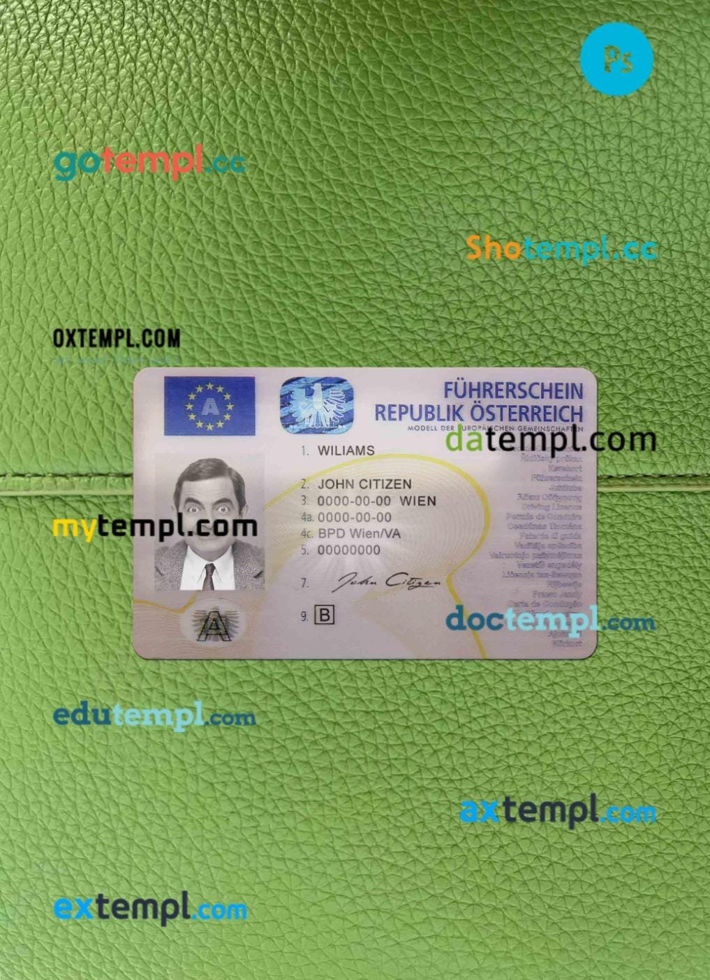 Albania driving license PSD files, scan look and photographed image, 2 ...