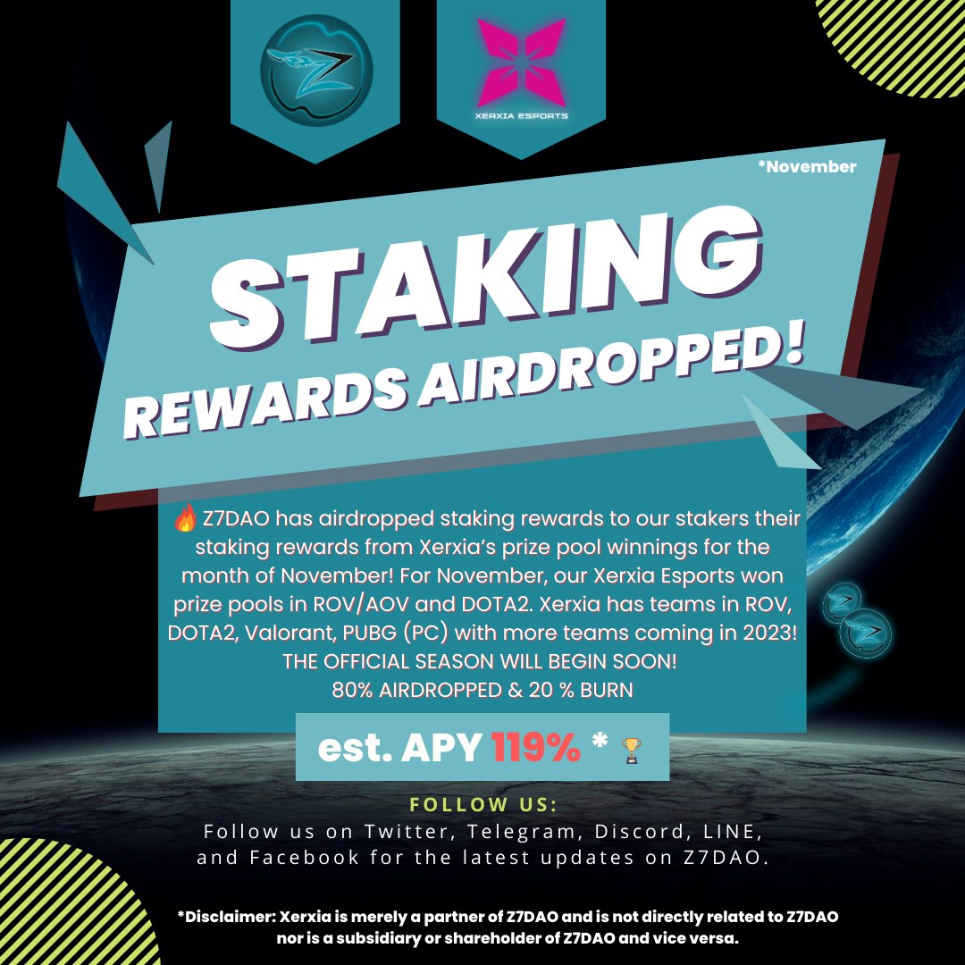 Z7 Staking Rewards Airdropped!. Z7 Staking Rewards! | by Z7DAO | Medium