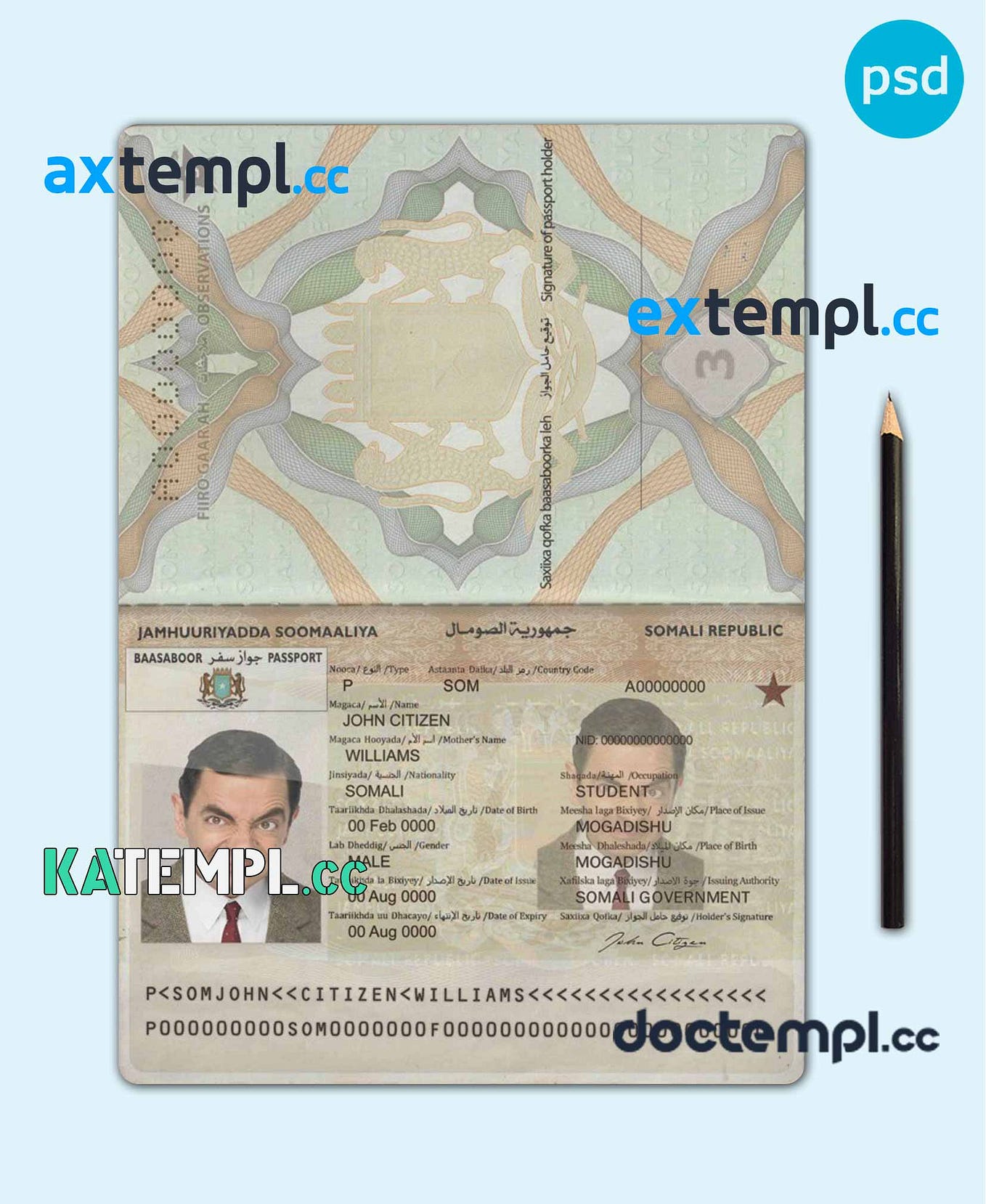 sample Thailand passport template in PSD format, fully editable ...