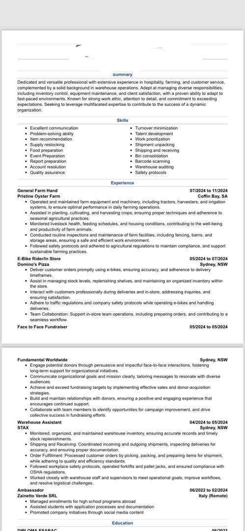 I will write a professional ats resume, CV, cover letter and LinkedIn ...