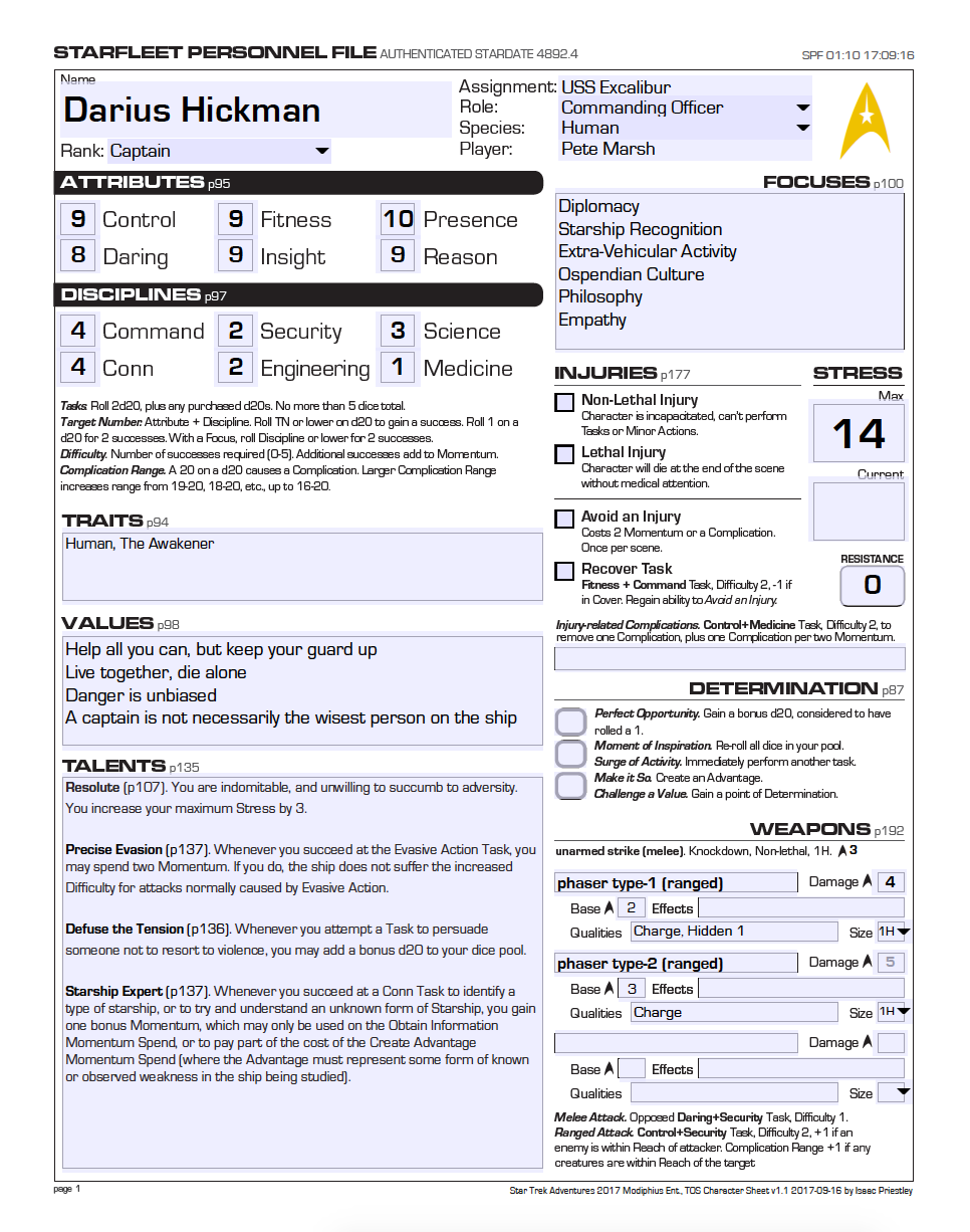 TOS Character Sheet Collection 4.0 | by Isaac Priestley | Medium