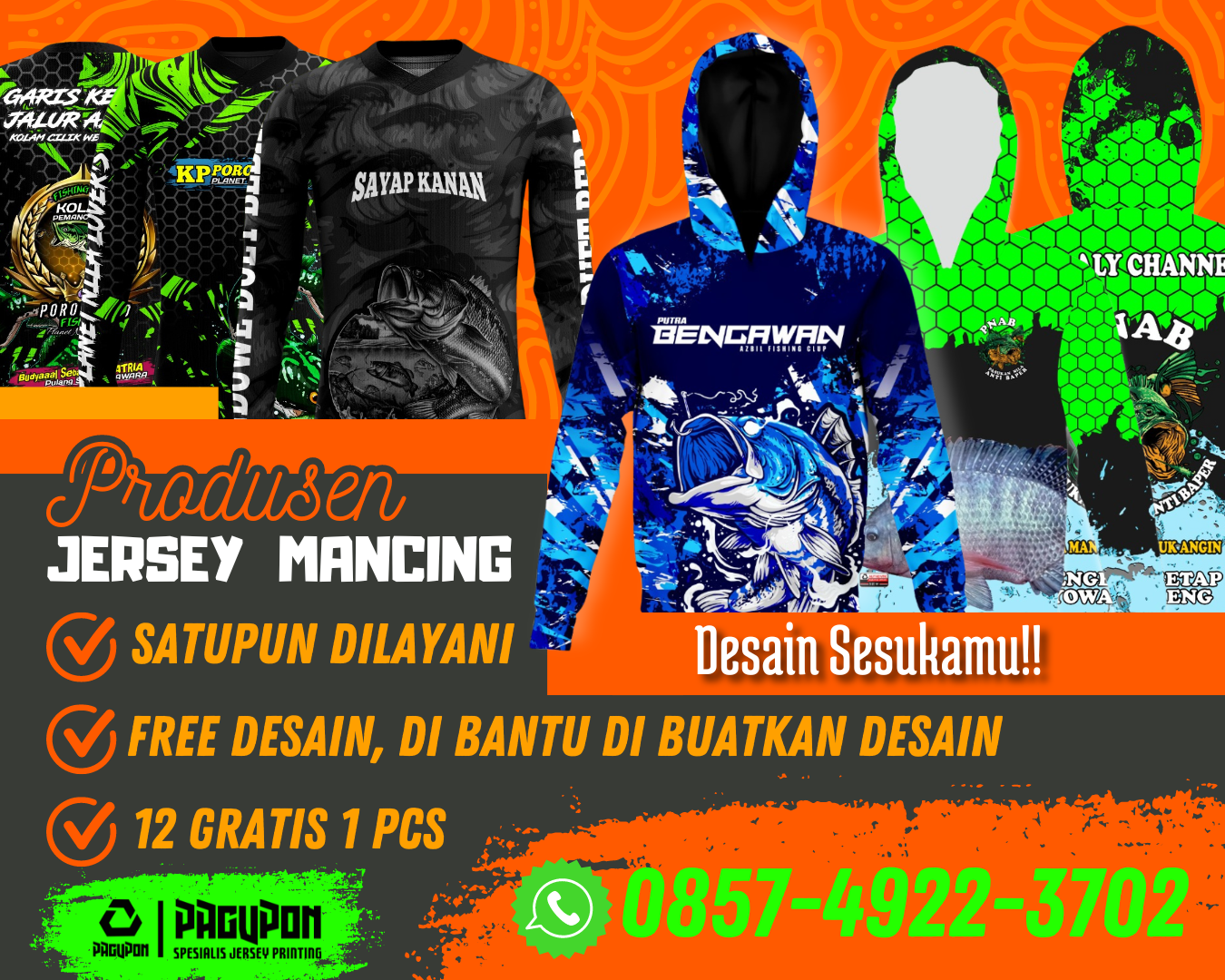 10 GRATIS 1! 0857–4922–3702, Bikin Jersey MANCING kalimantan utara Tana ...