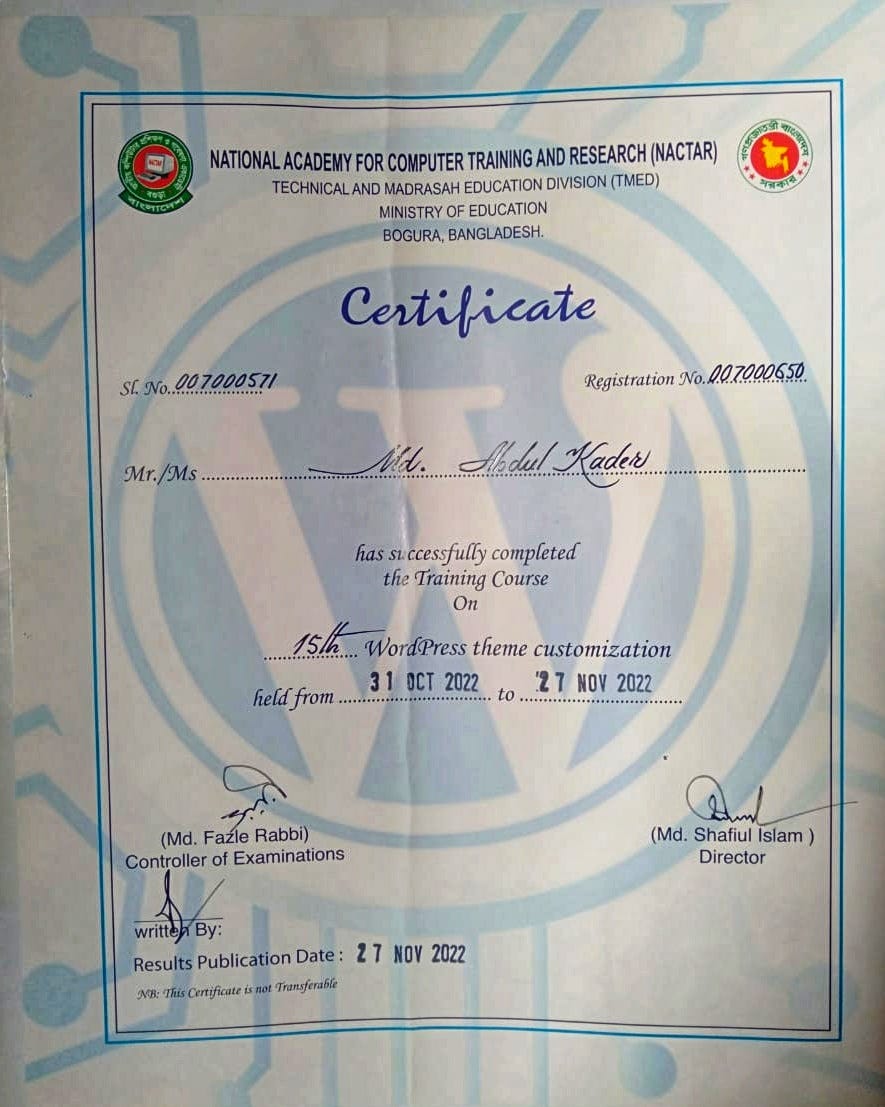 Certificate - Kader Laabu - Medium
