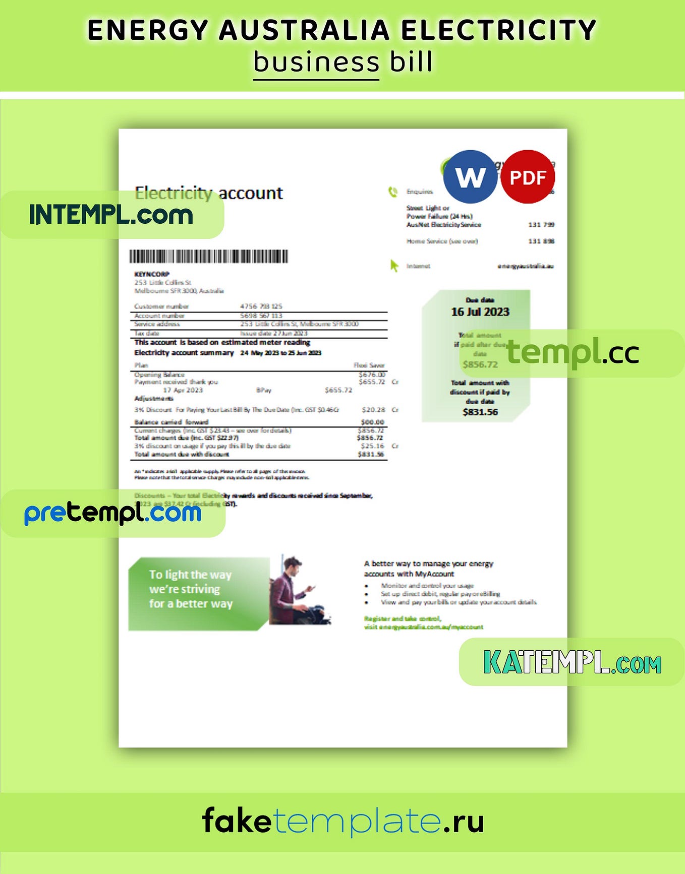 Cascade Natural Gas business utility bill, Word and PDF template | by Intemplbusinessbill | Medium