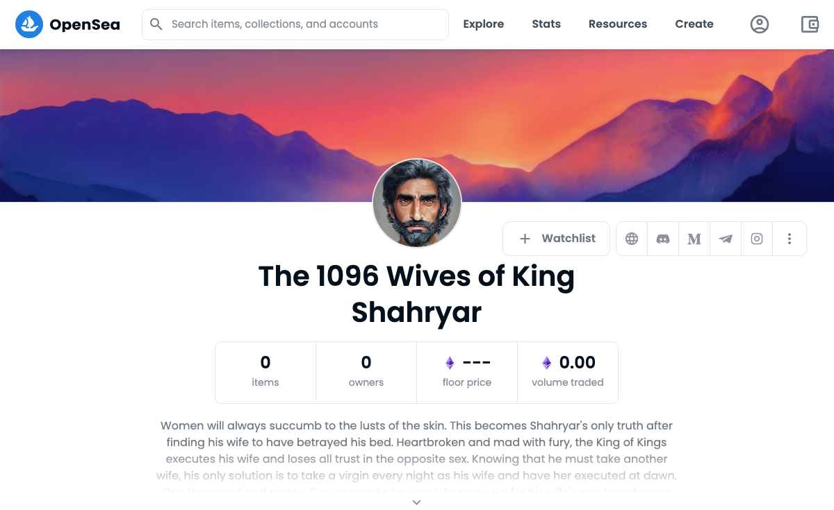 About “The 1096 Wives of King Shahryar” project | by King Shahryar | Medium
