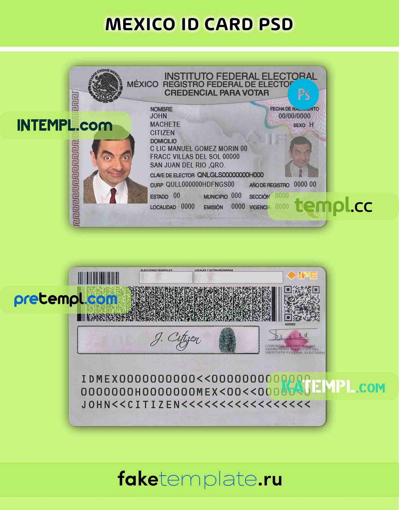 Maldives identity card PSD download template - Id intempl - Medium