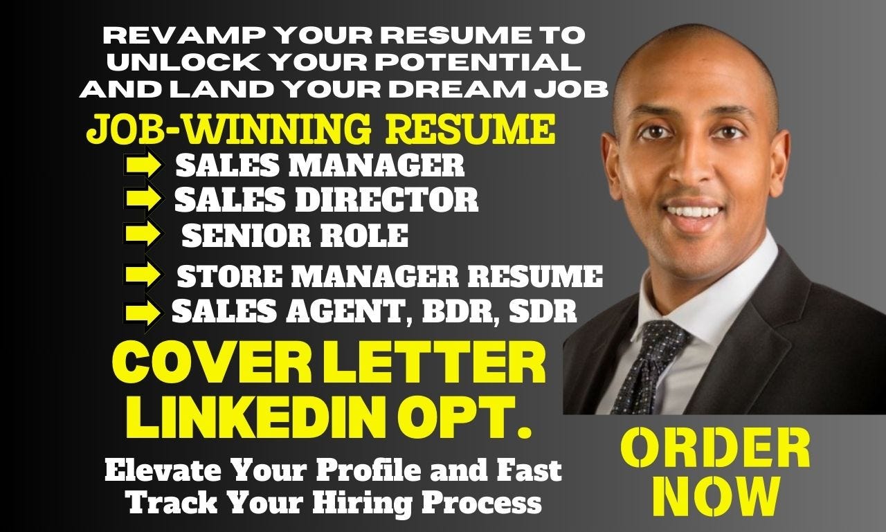 I will deliver 24hrs ats resume writing, sales manager resume cover ...