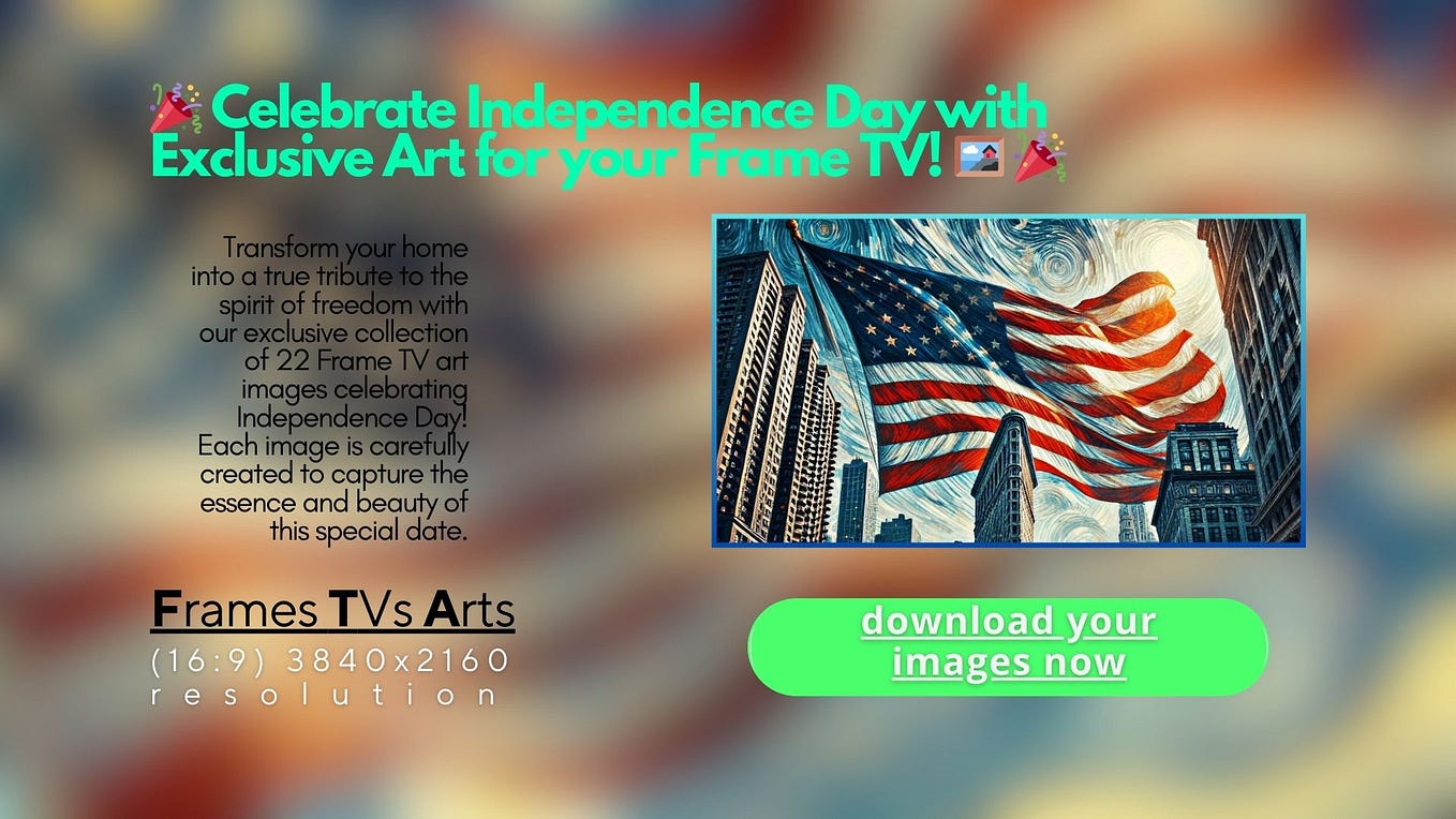 Samsung TV Frame Art Independence Day package! - CURINGA ESCARLATE - Medium