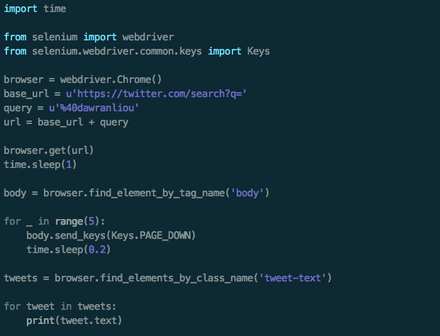 Twitter scraper tutorial with Python: Requests, BeautifulSoup, and Selenium — Part 1 | by Daw ...