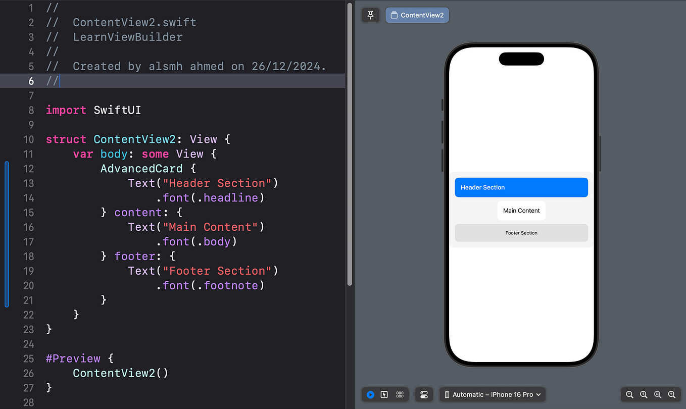 ViewBuilder in SwiftUI. In SwiftUI, a ViewBuilder is a special… | by Alsmh Ahmed | Medium