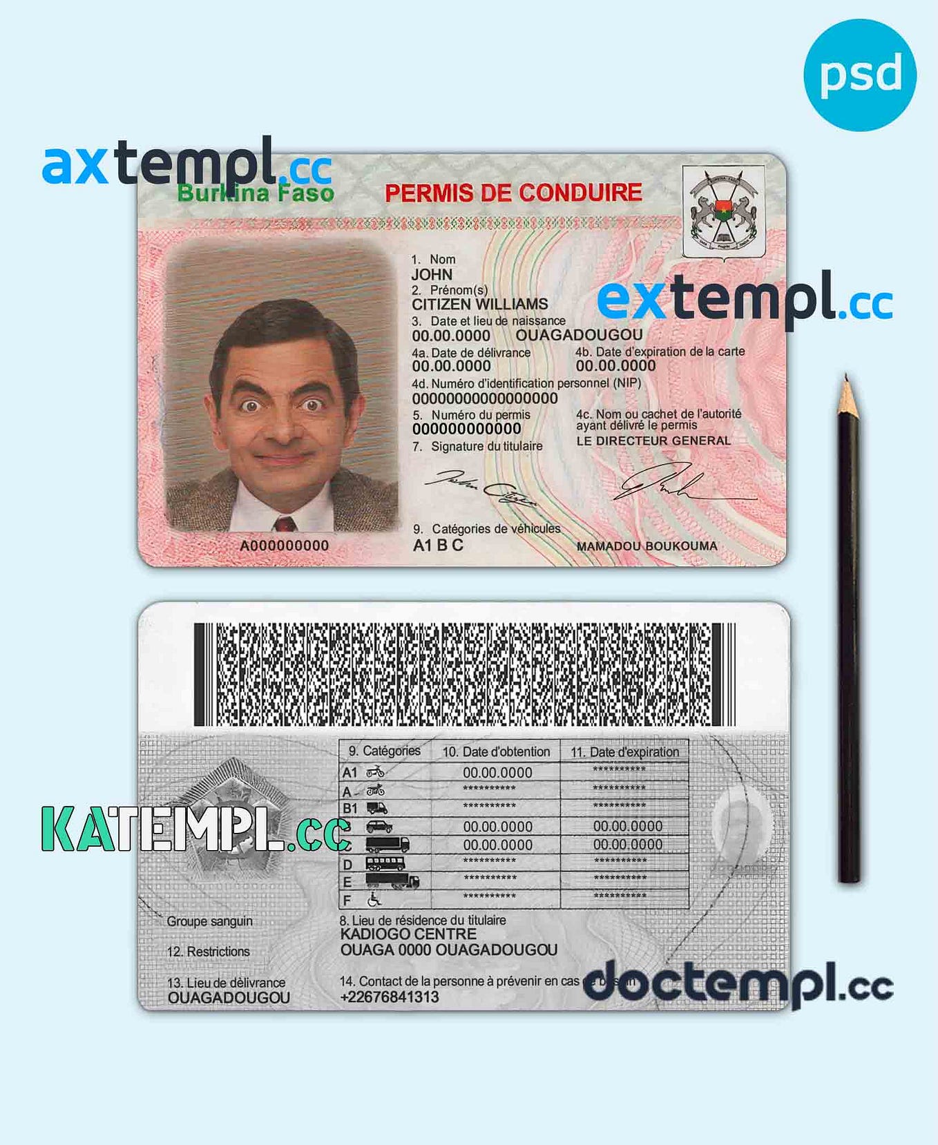 sample Argentina driving license template in PSD format, fully editable ...