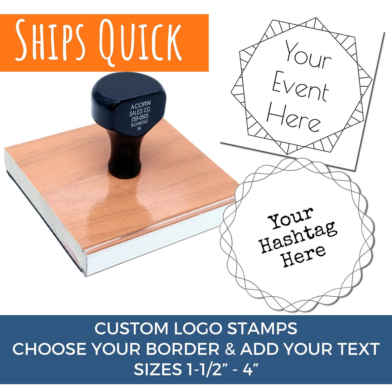 Custom Made Leaf Border Address Stamp | Personalized Stamp - Acorn ...