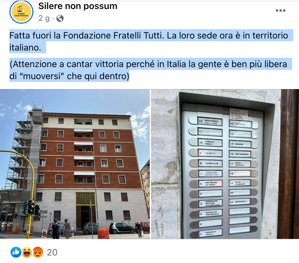 silerenonpossum, dove si trova? chi c’è dietro | by Vaticanist | Medium