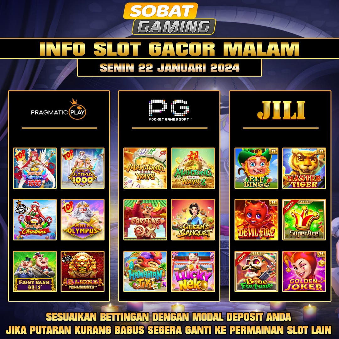 INFO SLOT GACOR SOBATGAMING MALAM INI : MINGGU 21 JAN 2024 - SOBAT GAMING - Medium