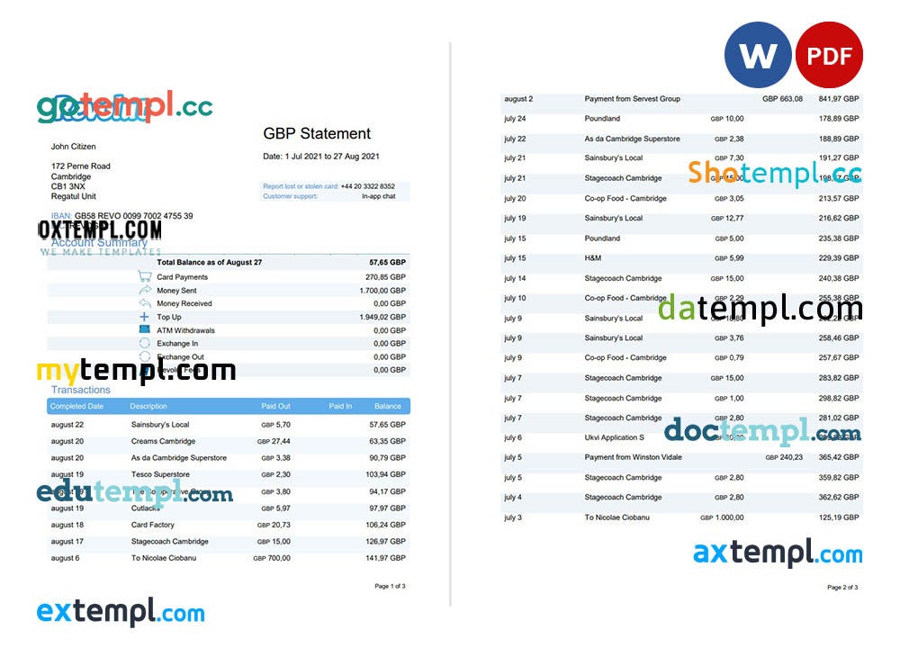 United Kingdom Al Rayan bank statement template in Word and PDF format | by Doctempl | Medium