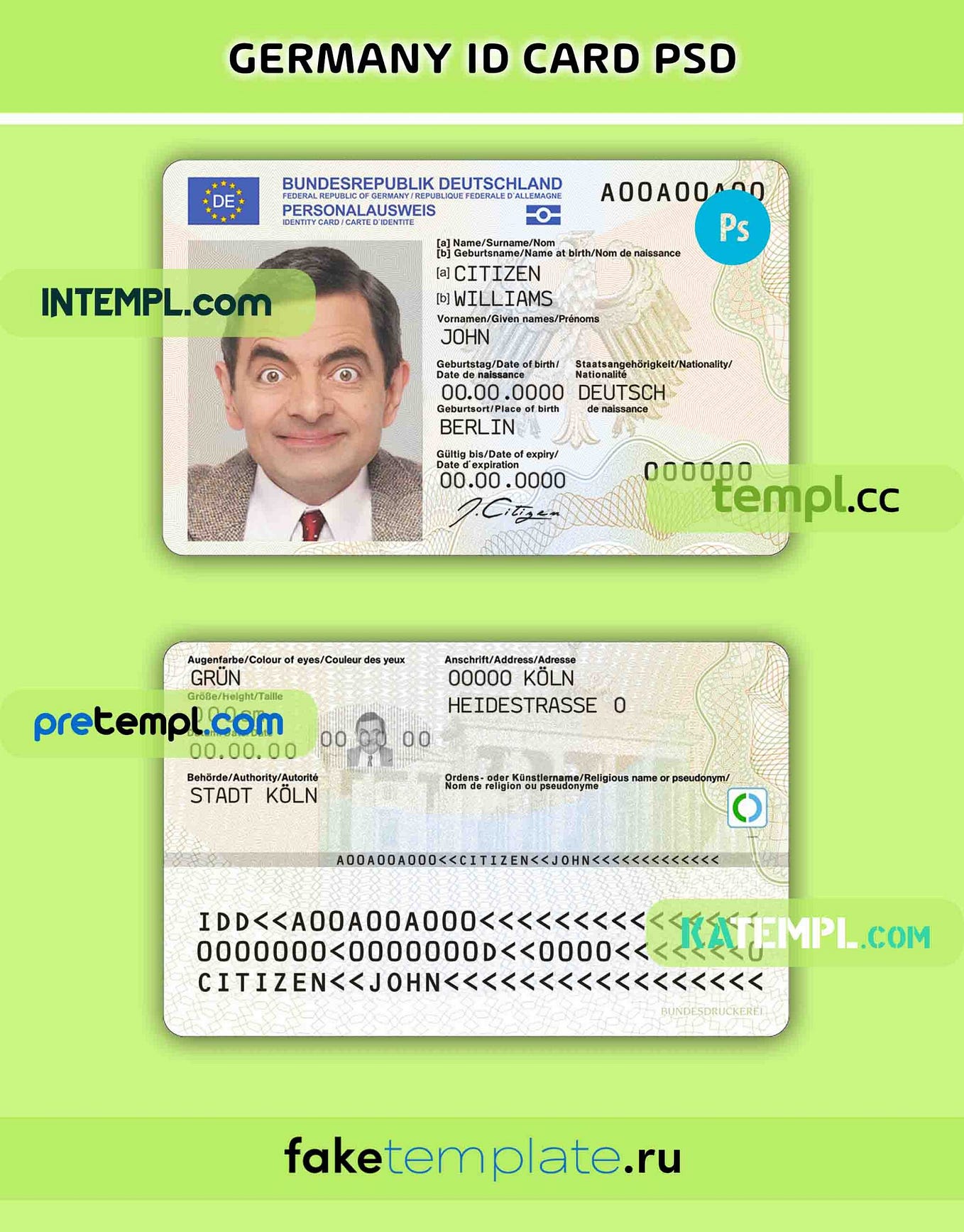 Morocco identity card PSD download template - Intempl - Medium