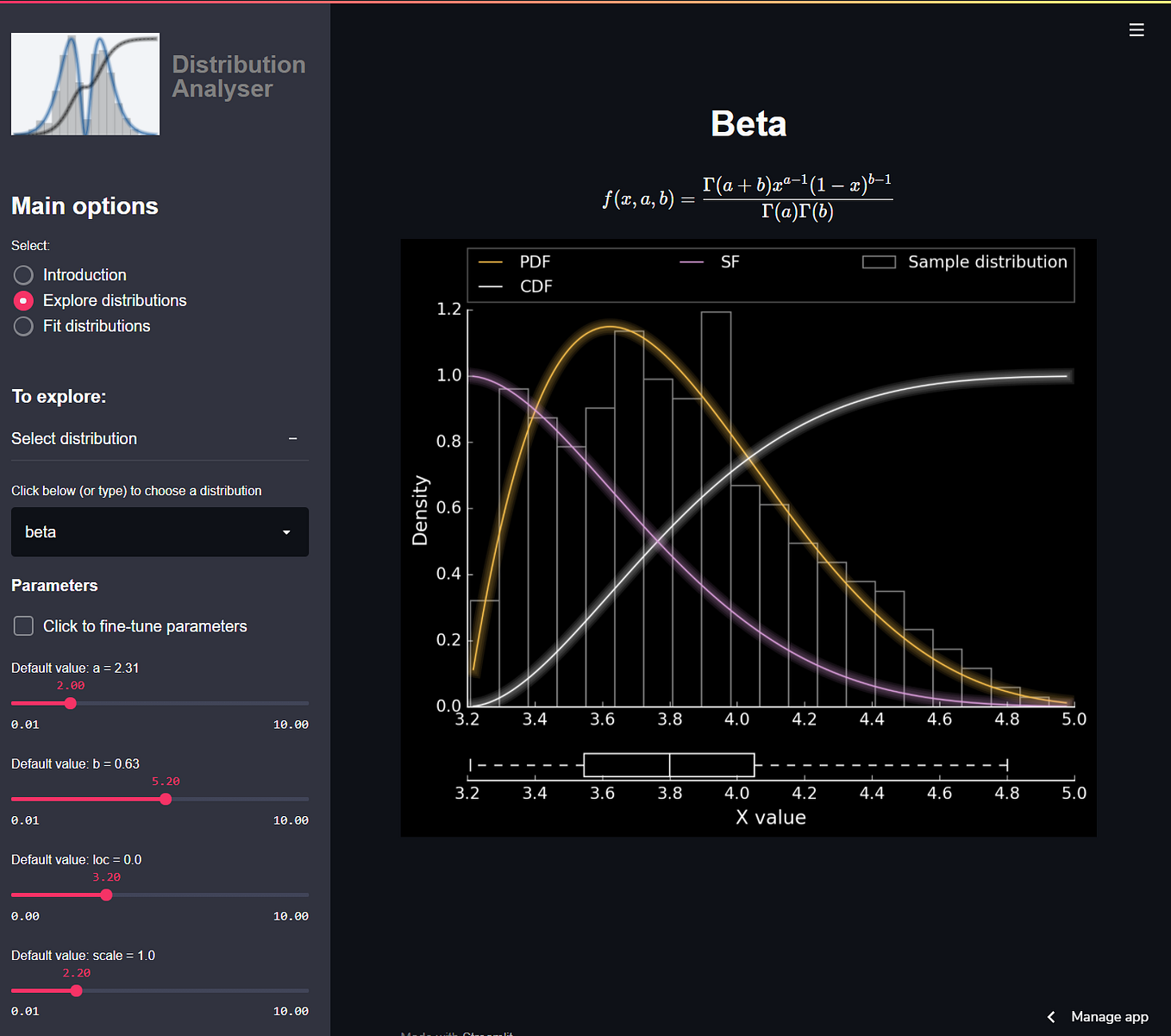 Distribution Analyser. Web application made with Streamlit | by Robert ...