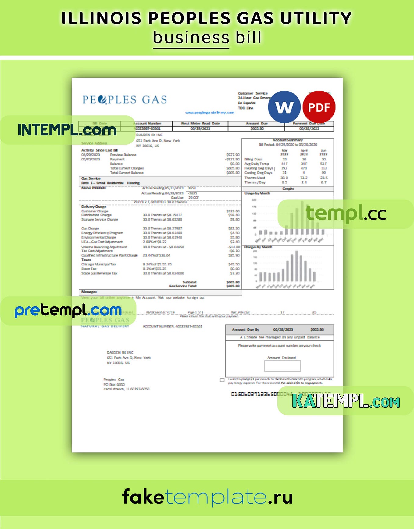 Cascade Natural Gas business utility bill, Word and PDF template | by Intemplbusinessbill | Medium