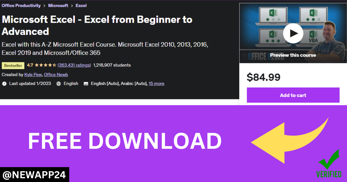 Microsoft Excel — Advanced Excel Formulas & Functions FREE DOWNLOAD ...