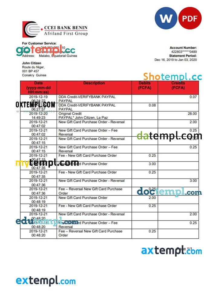 sample Cyprus Bank of Cyprus proof of address bank statement template ...