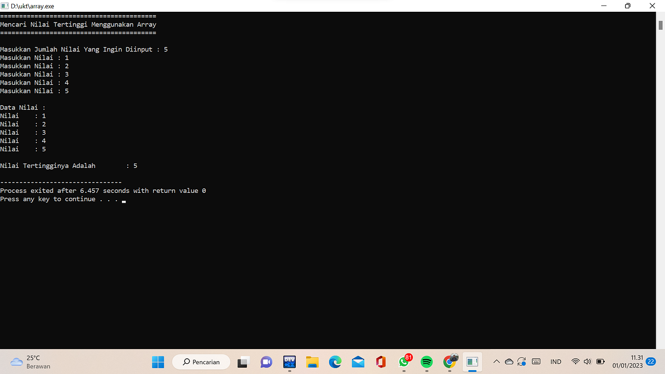 Menghitung Nilai Rata-Rata Dari 6 Nilai yang Di Inputkan dengan Array | by Sendi Ahmad | Medium