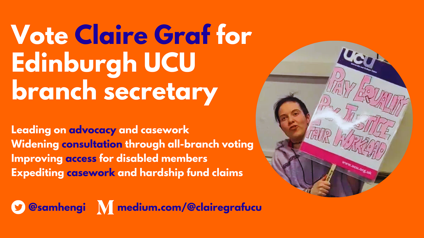 Election address. Claire Graf for UCU Edinburgh Secretary | by Claire ...