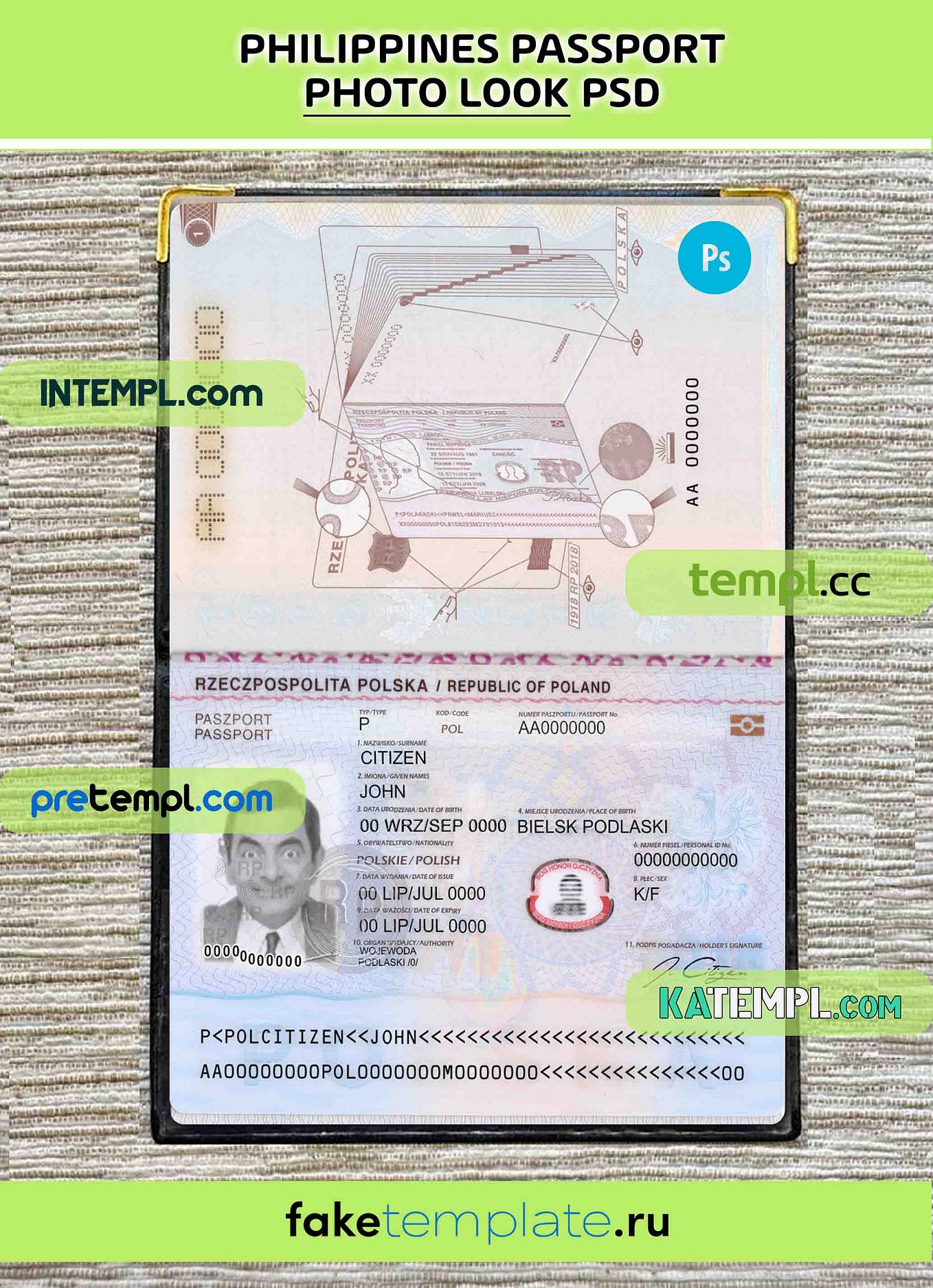 Benin passport PSD download scan and photo look templates, 2 in 1 | by ...