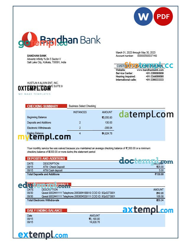 Banco Macro organization checking account statement Word and PDF template download template | by ...