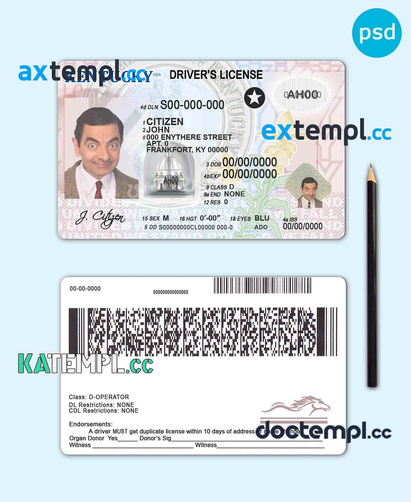sample USA Kansas driving license template in PSD format download | by ...