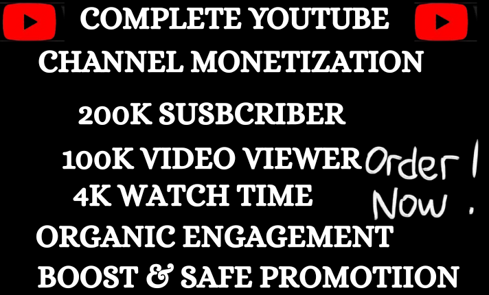 I will promote youtube video growth complete channel monetization ...