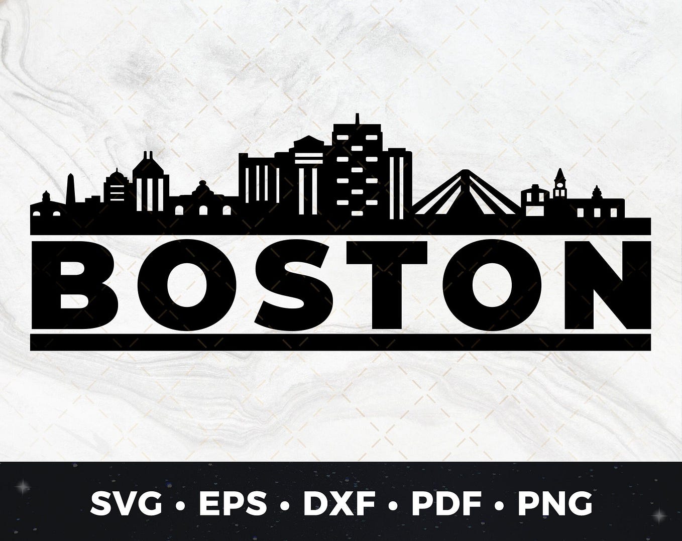 Boston Skyline Svg, Eps, Dxf, Jpg, Png. City Silhouette Clipart & Cut ...