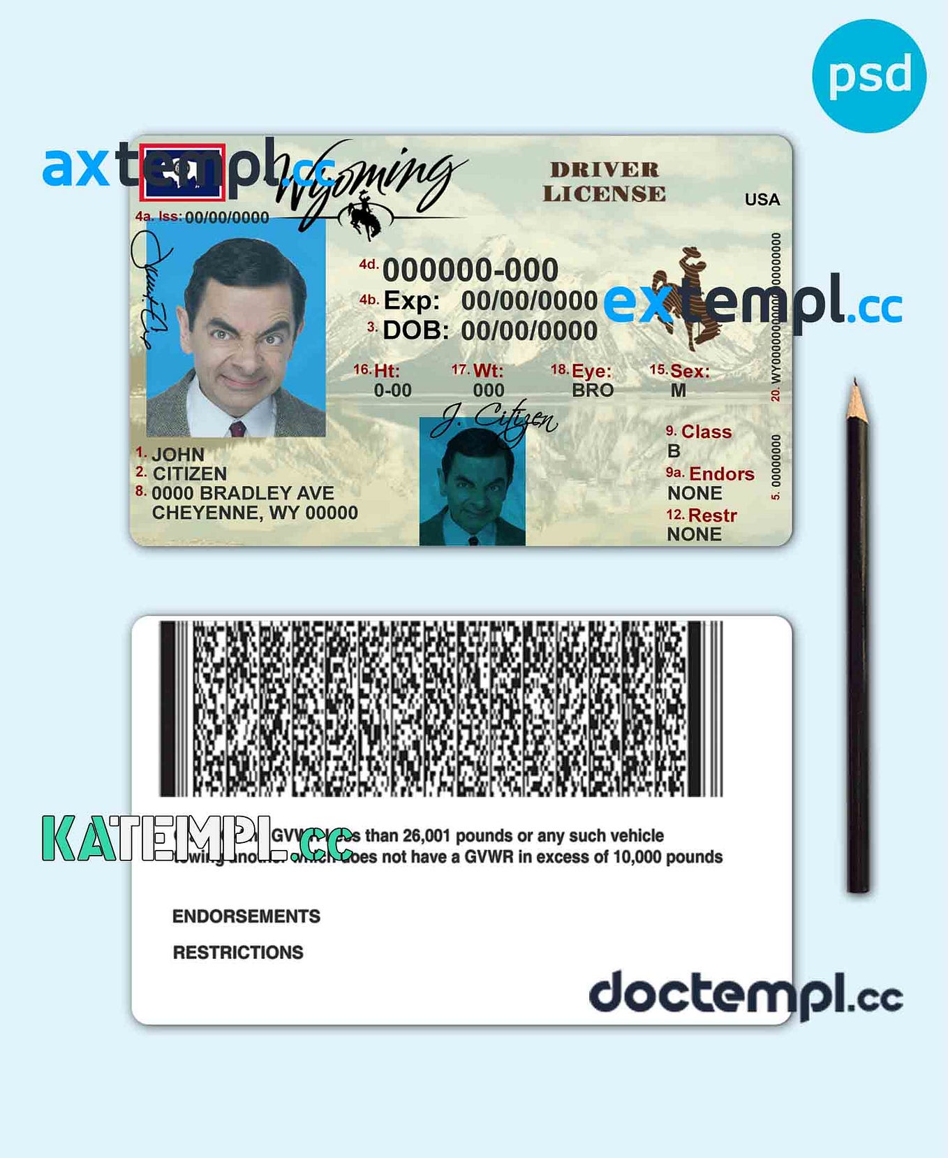 sample Vanuatu driving license template in PSD format, fully editable ...