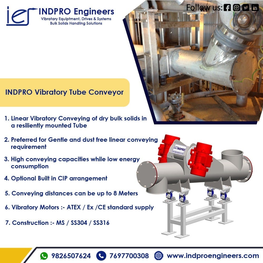 Vibratory Feeder & Conveyor — Vibratory Tube & Pan Conveyor - INDPRO Engineers - Medium